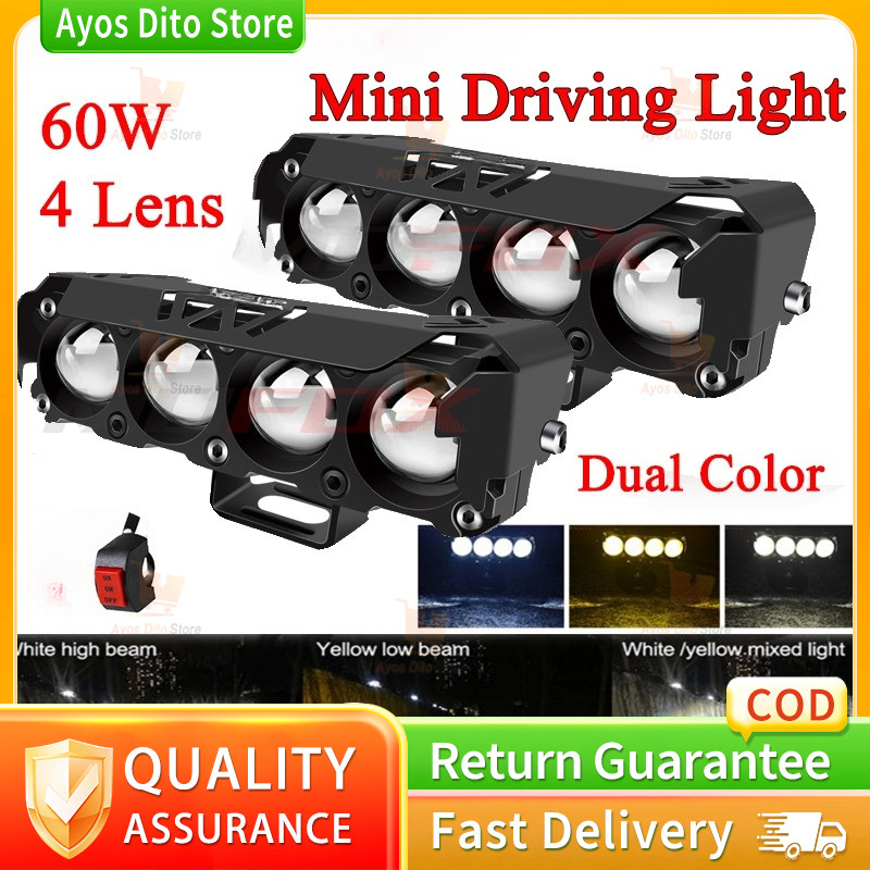 2PCS Laser Gun Motorcycle Mini Driving Light MDL Dual Color Hi/Lo ...