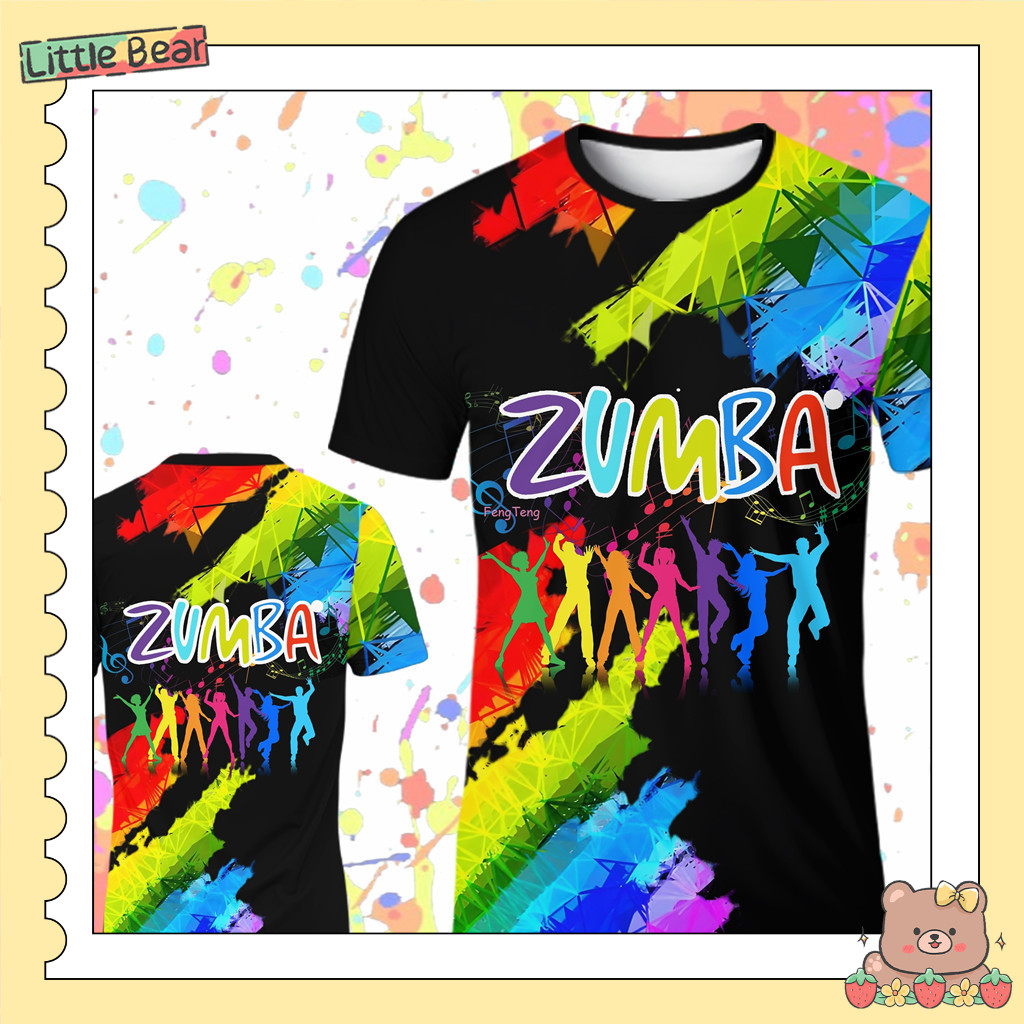 Rainbow zumba pattern print women's t-shirt casual sports dance women's ...