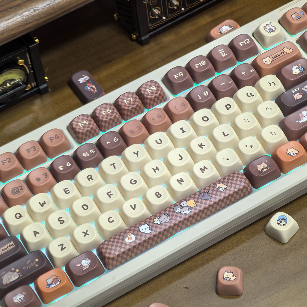Coffee Cat Keycaps MOA Profile 120 Keys PBT Dye Sublimation Wooting ...