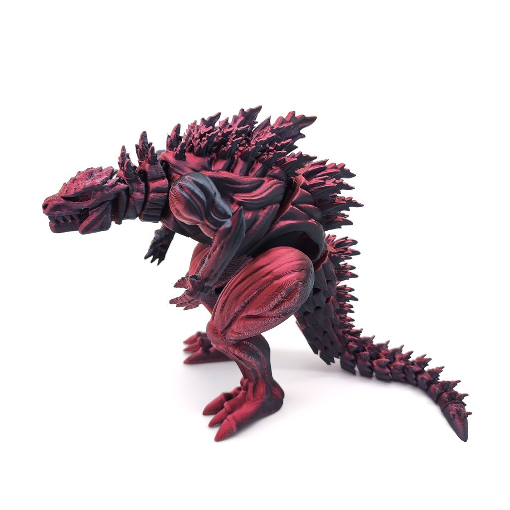 3D Printed Articulated Godzilla Figure Flexible Joints Movable Dinosaur ...