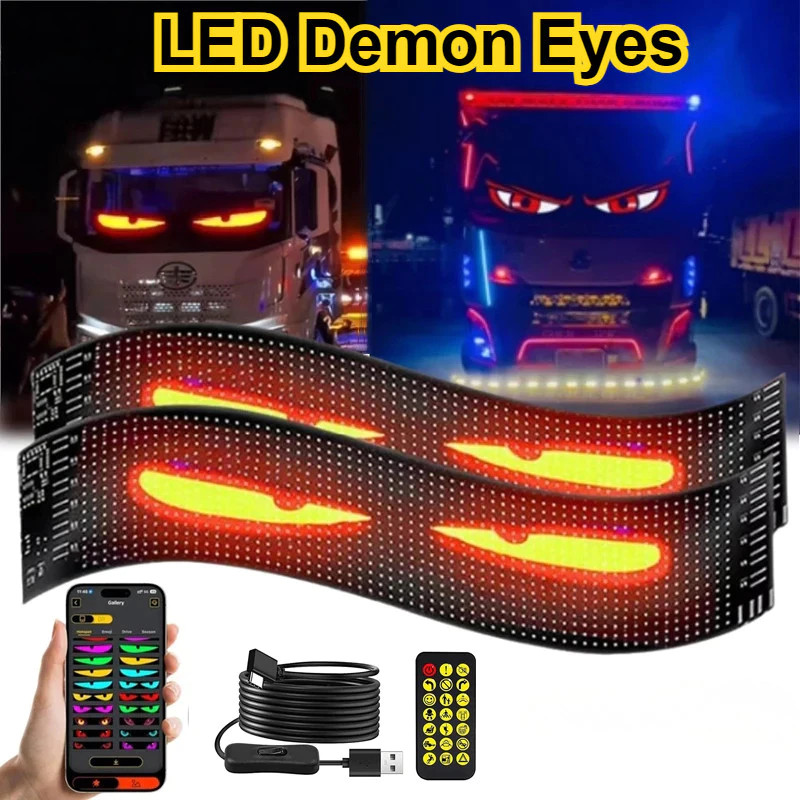 Car Truck Demon Eye Running Text RGB LED Logo Light Modifiable Pattern ...