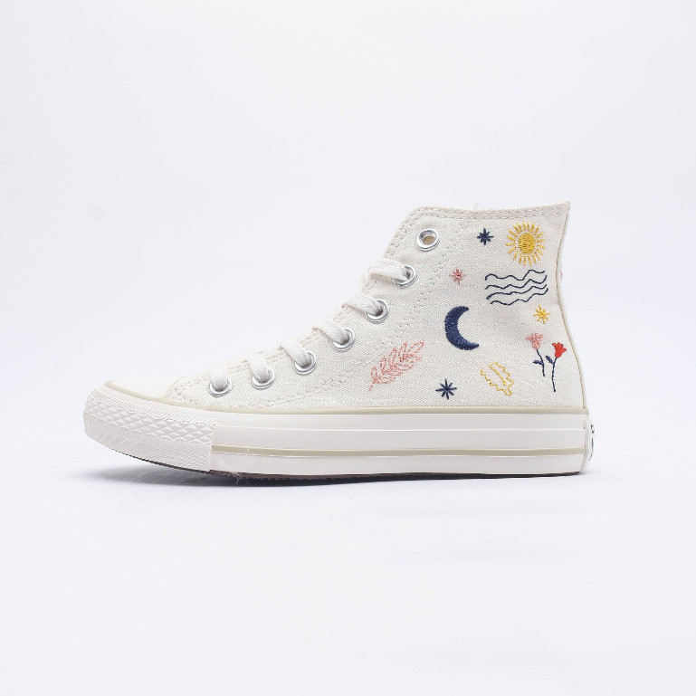 CONVERSE All Star Moon Floral Embroidery Beautiful Retro Women's High ...