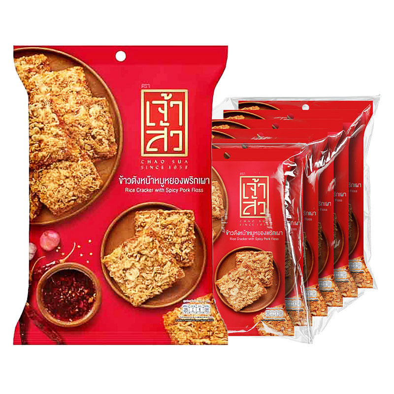 CHAO SUA Rice Crackers With Shredded Pork And Chili Paste 30 g. x 6 ...