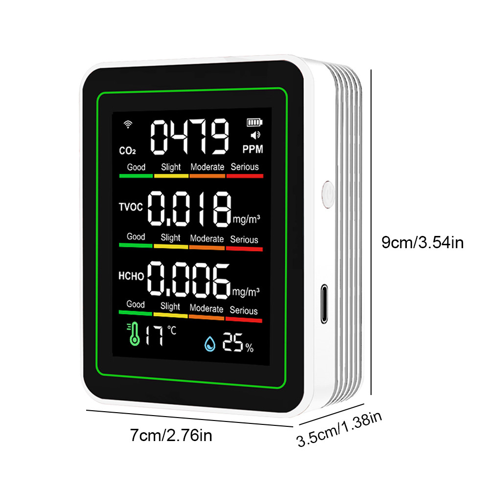 Smart Air Quality Monitor Battery Powered Indoor WiFi Air Quality ...