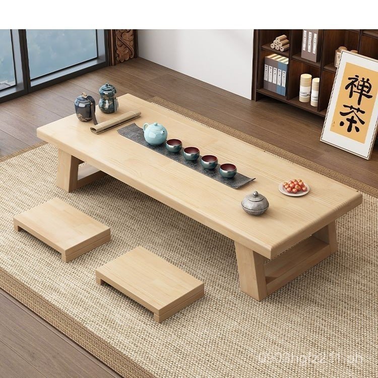 Low Table Japanese Tatami Solid Wood Zen Tea Table Long Strip Bay ...