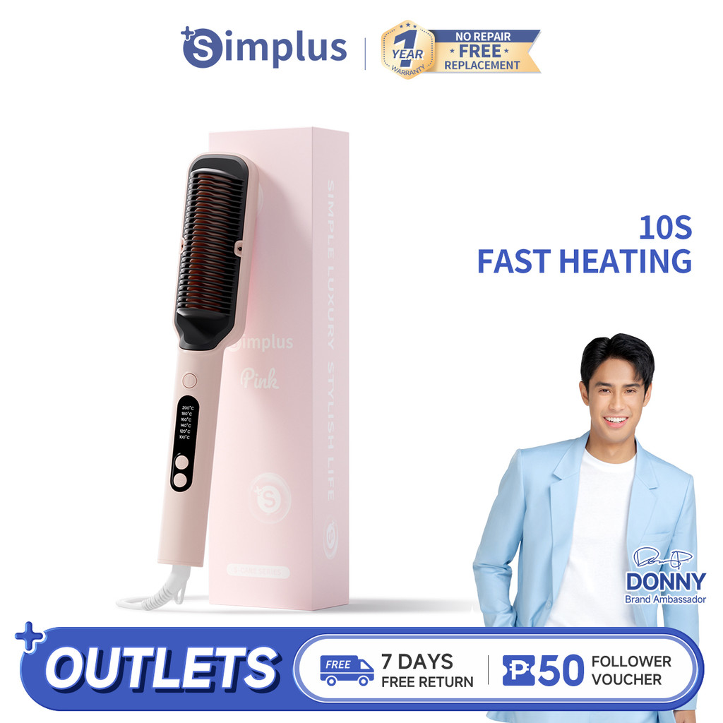 Simplus Hair Brush Straightener Negative Ion Anti-Scalding Hair Brush ...