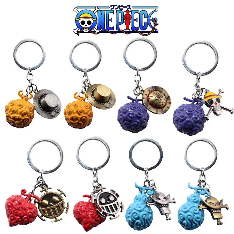 One Piece Devil Fruit Key Chain Anime Peripheral Luffy Ace Metal Gum ...