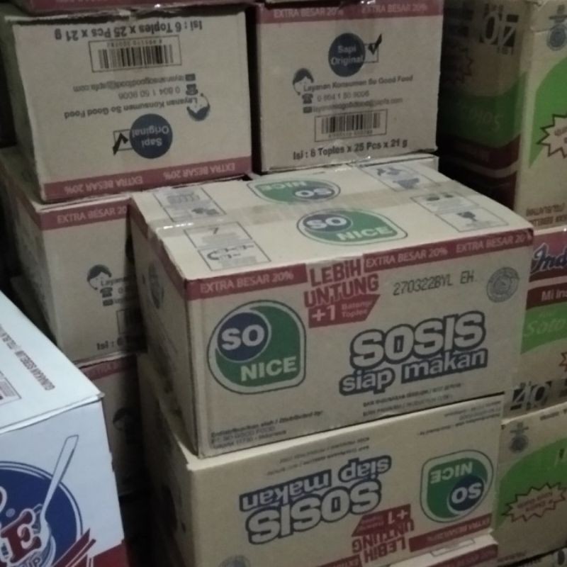 So Nice Beef Sausage 1 box contains 6 jars x 25 pcs x 21g | Shopee ...