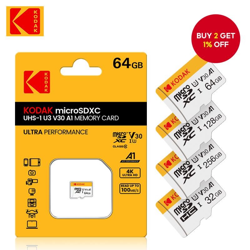 New KODAK Micro SD Card 256GB/128GB/64GB - Class 10 U3 4K High-Speed Flash Memory Card TF Card ...