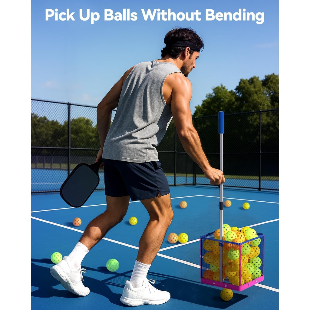 Pickleball Ball Picker Upper, Foldable Lightweight Basket with ...