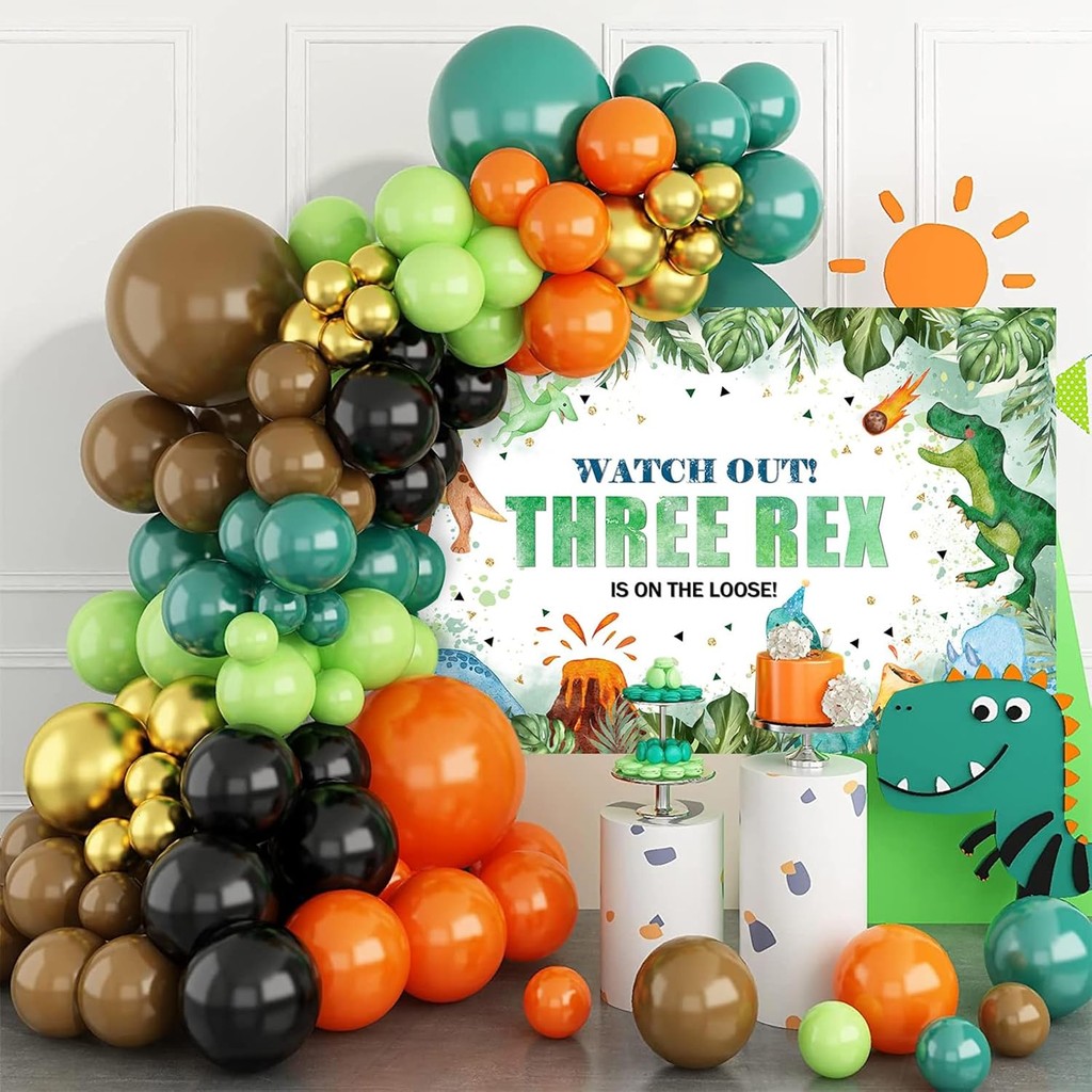 Mocsicka Dinosaur Three-rex Birthday Backdrop for Boy Happy 3rd ...