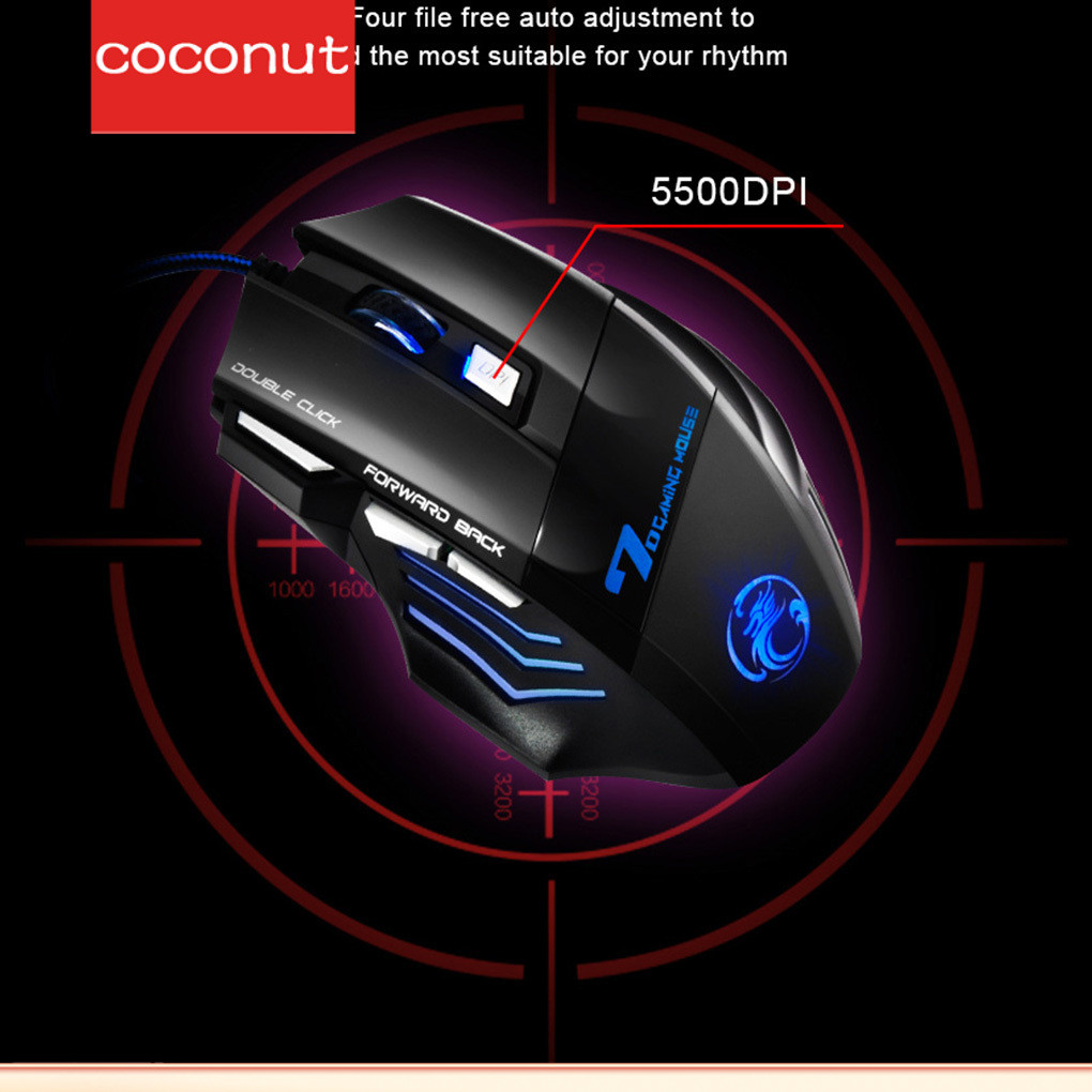 X7 Wired Gaming Mouse 7 Button LED 5500 DPI USB Computer Mouse Gamer ...