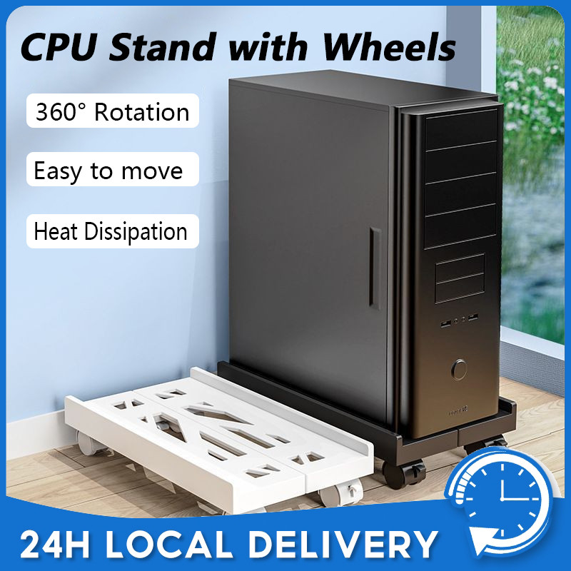 Universal Computer CPU Stand With Caster Wheels Under Desk Adjustable ...