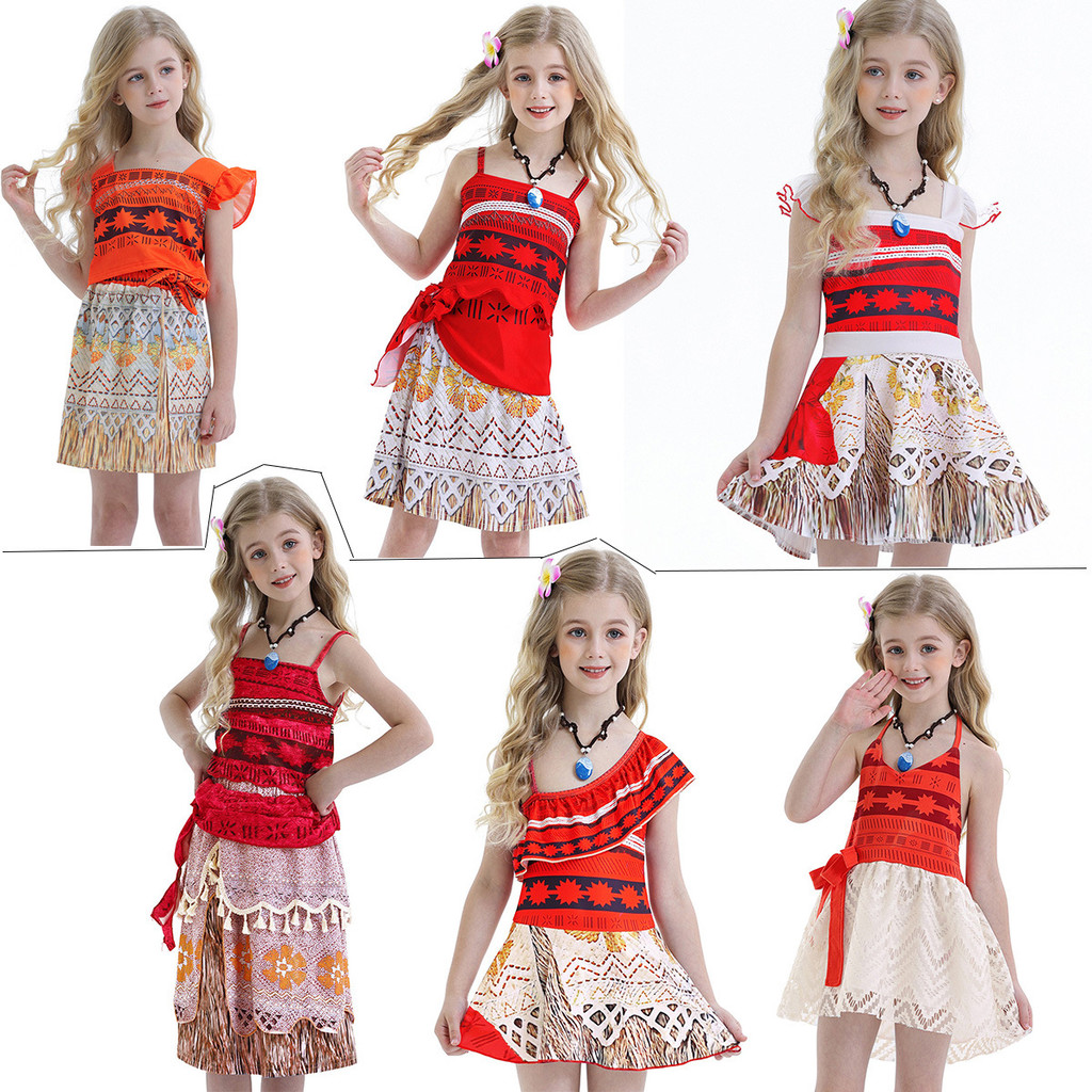 Halloween Costume Red Cartoon Moana Series Cos Girls Dress 3-10 Years ...