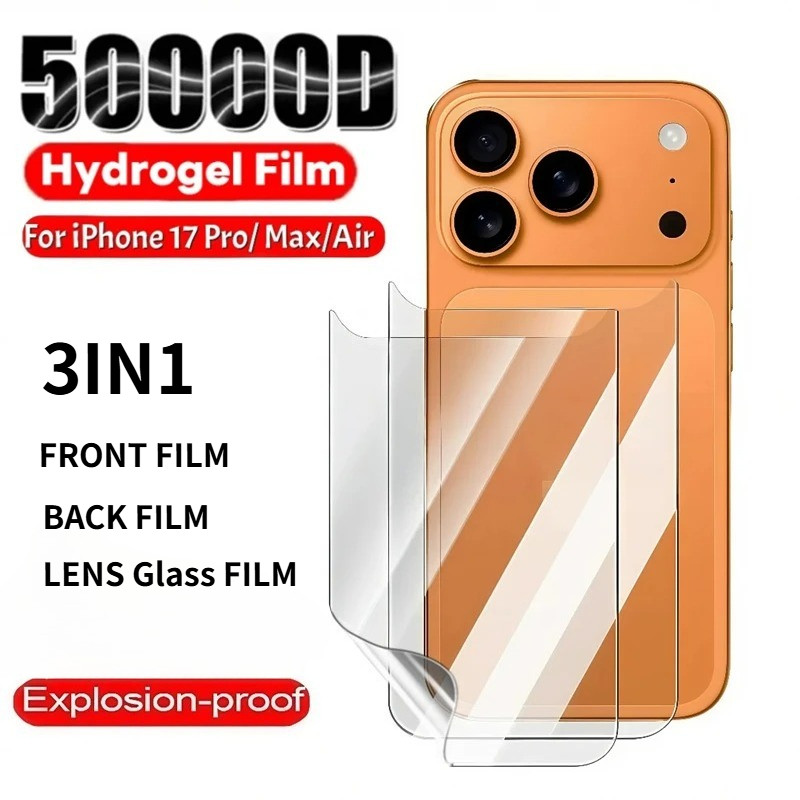 3iN1 HD Clear Hydrogel Film For Apple iPhone Air 17 Pro Max Phone Front ...