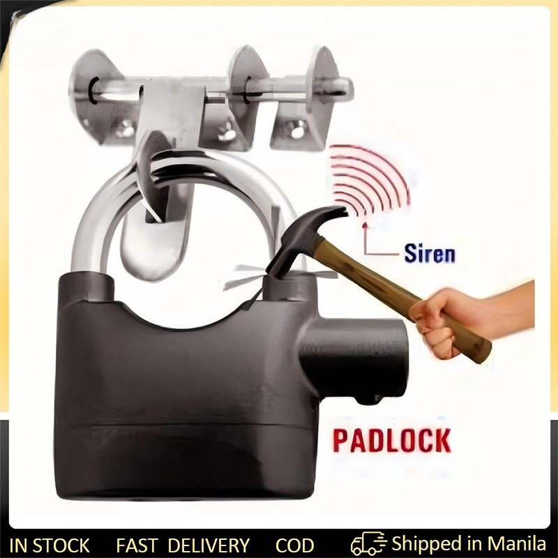 Alarm Lock Anti Theft Security System Padlock Black Waterproof Siren ...