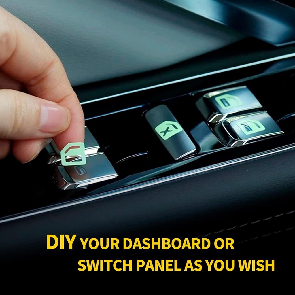 TOMBOL Glow in The Dark Sticker Panel Power Window Button Door Control ...