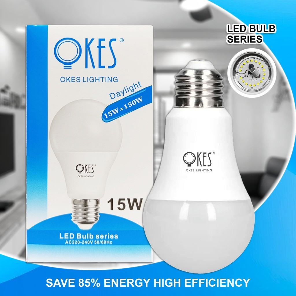 OKES LED Light Bulb A Series 85% Energy Saving Universal E27 Daylight ...