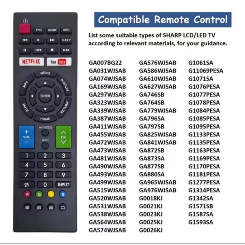 New Replacement GB275WJSA Remote Control For Sharp Aquos LED TV LC ...