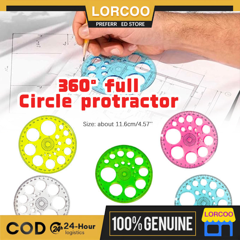 360 Degree Protractor All Round Ruler Template Circle Plastic Ruler ...