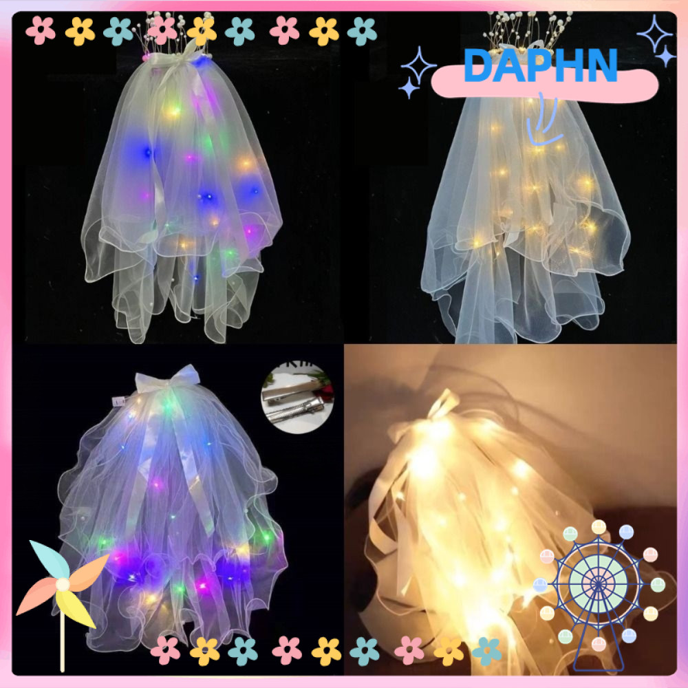 DAPHS Glow Wedding Veil, Sparkling Bowknot LED Light Veil, Accessories ...