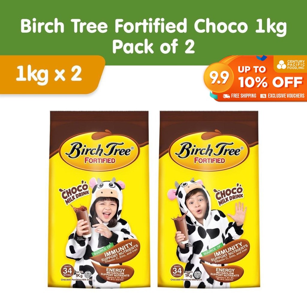 Birch Tree Fortified Choco Powdered Milk 1kg Pack of 2 - Rich & Creamy ...