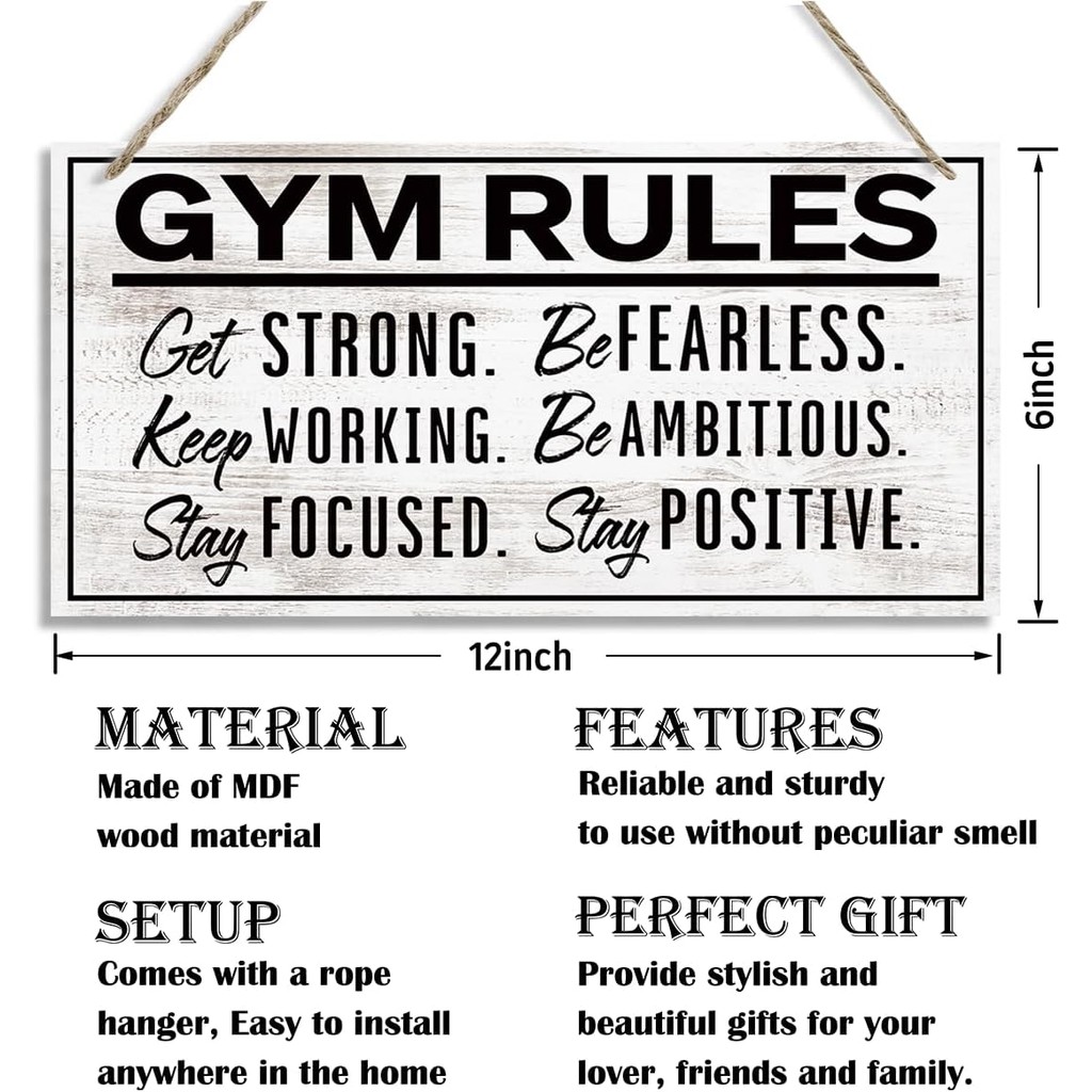 Gym Rules Sign, Gym Room Decor, Work-out Room Decor, Decorative Wood ...