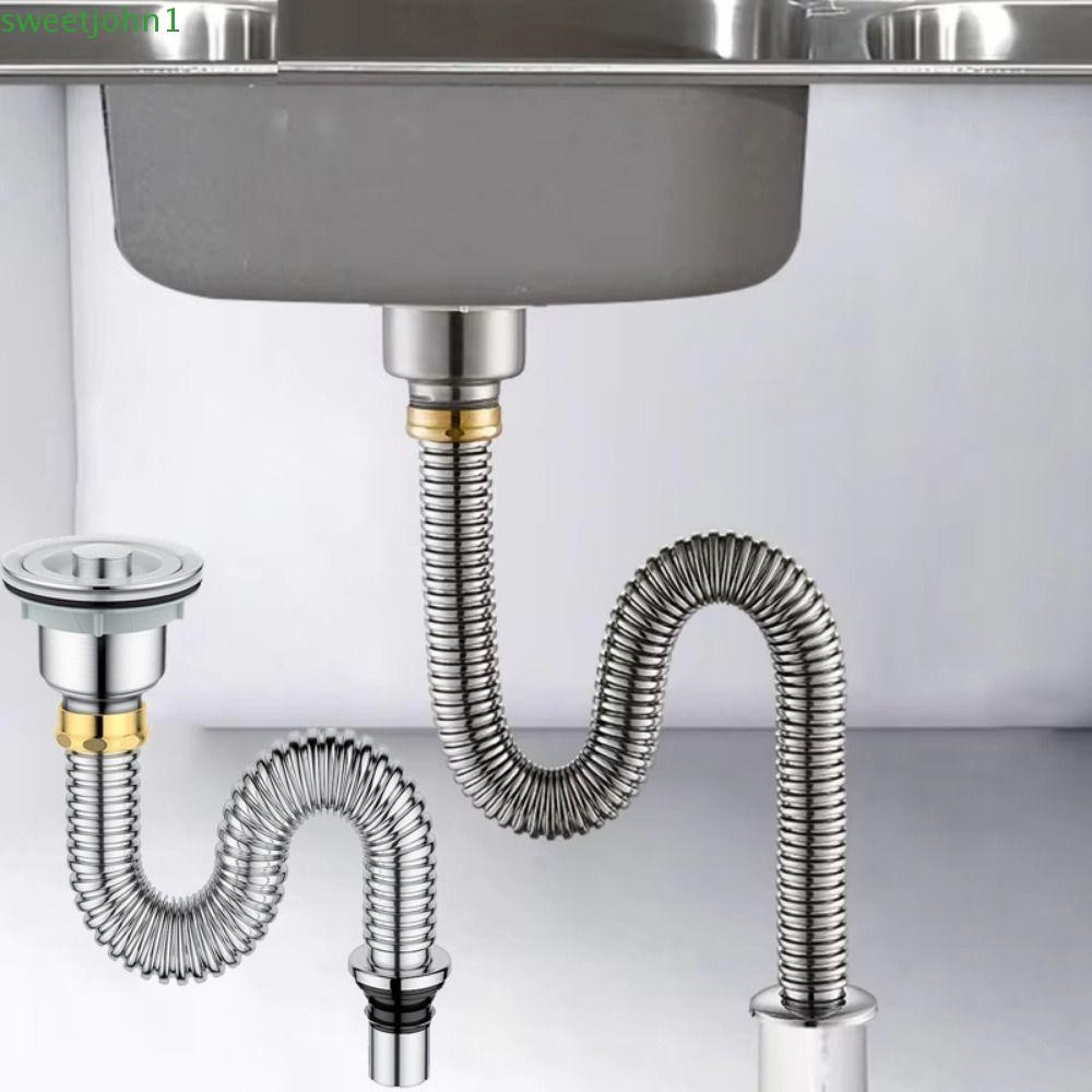 SWEETJOHN Kitchen Sink Drain Pipe, Thickened Interfaces Anti Rat Bite ...