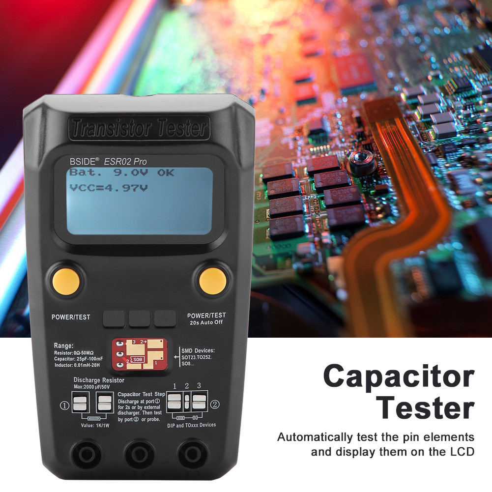 Transistor Tester Capacitor SMD Component Meter Testing for Engineer ...
