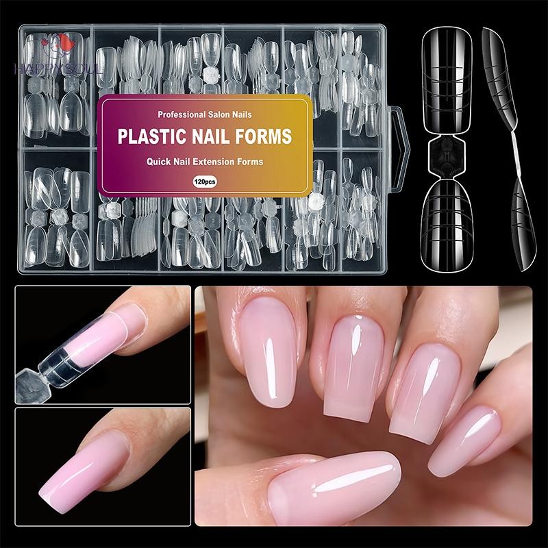 New 120 Pcs/Box 2 In 1 Nail Forms Mold Building Reusable Nail Extension ...
