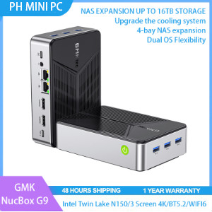 GMKtec NucBox G9 Intel Twin Lake N150 LPDDR5 M.2 2280*4 NVME PCIE3.0 SSD 4-Bay Dual System NAS ...