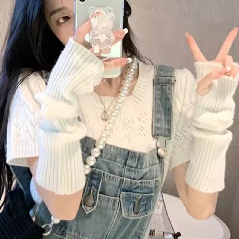 Knitted Y2K Fingerless Mittens Women Gloves Cosplay Anime Gloves Winter ...