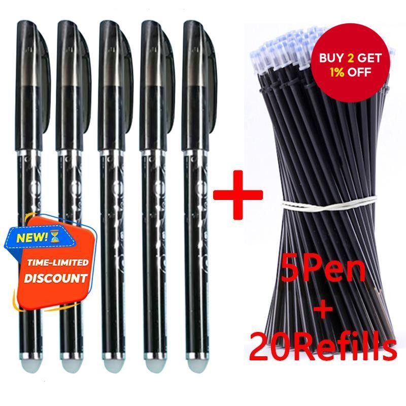 5-Pen Set with 20 Replacement Cores - Erasable Gel Pens in Black and ...