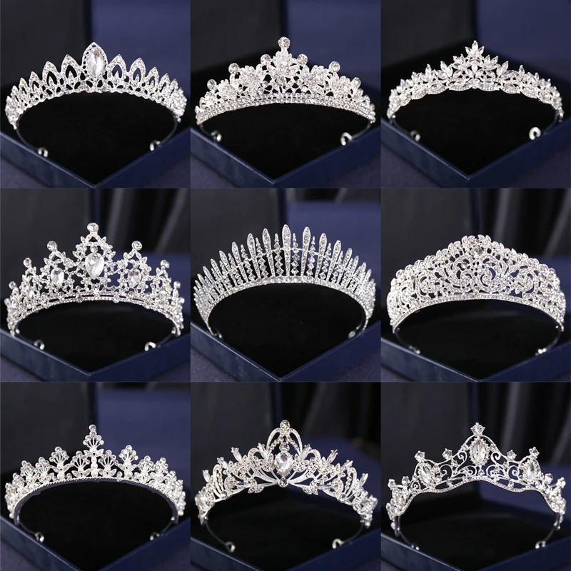 Silver Color Crysta Crowns And Tiaras Baroque Vintage Crown Tiara For ...