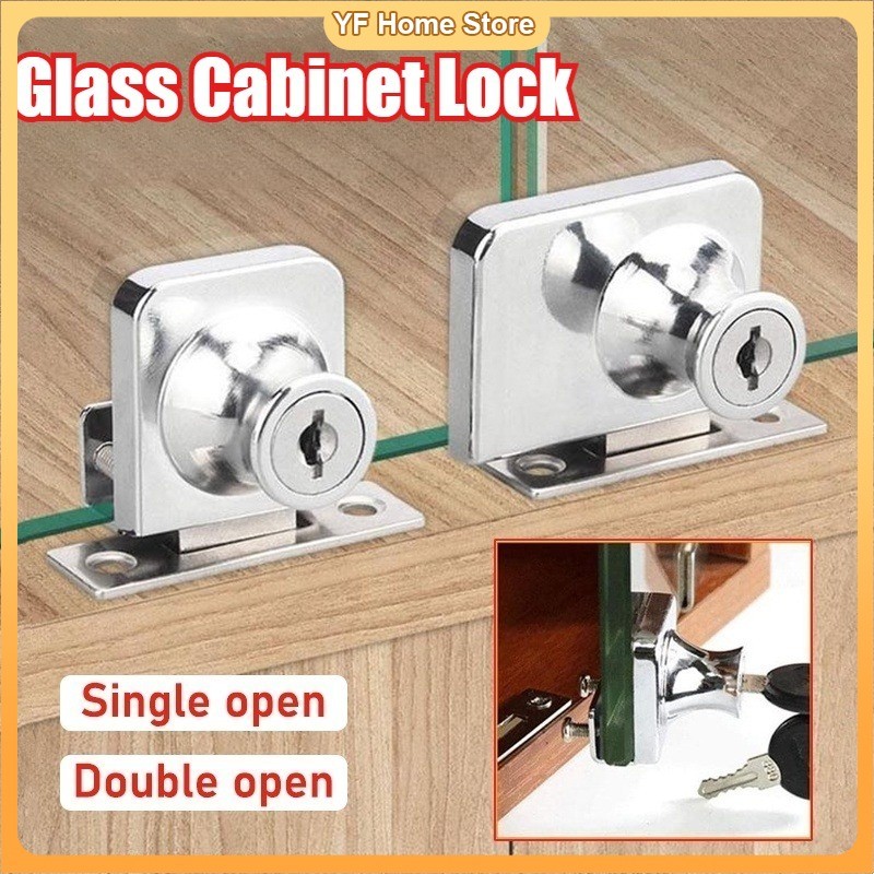 Single Double Glass Lock Showcase Push Sliding Locks Display Cabinet ...