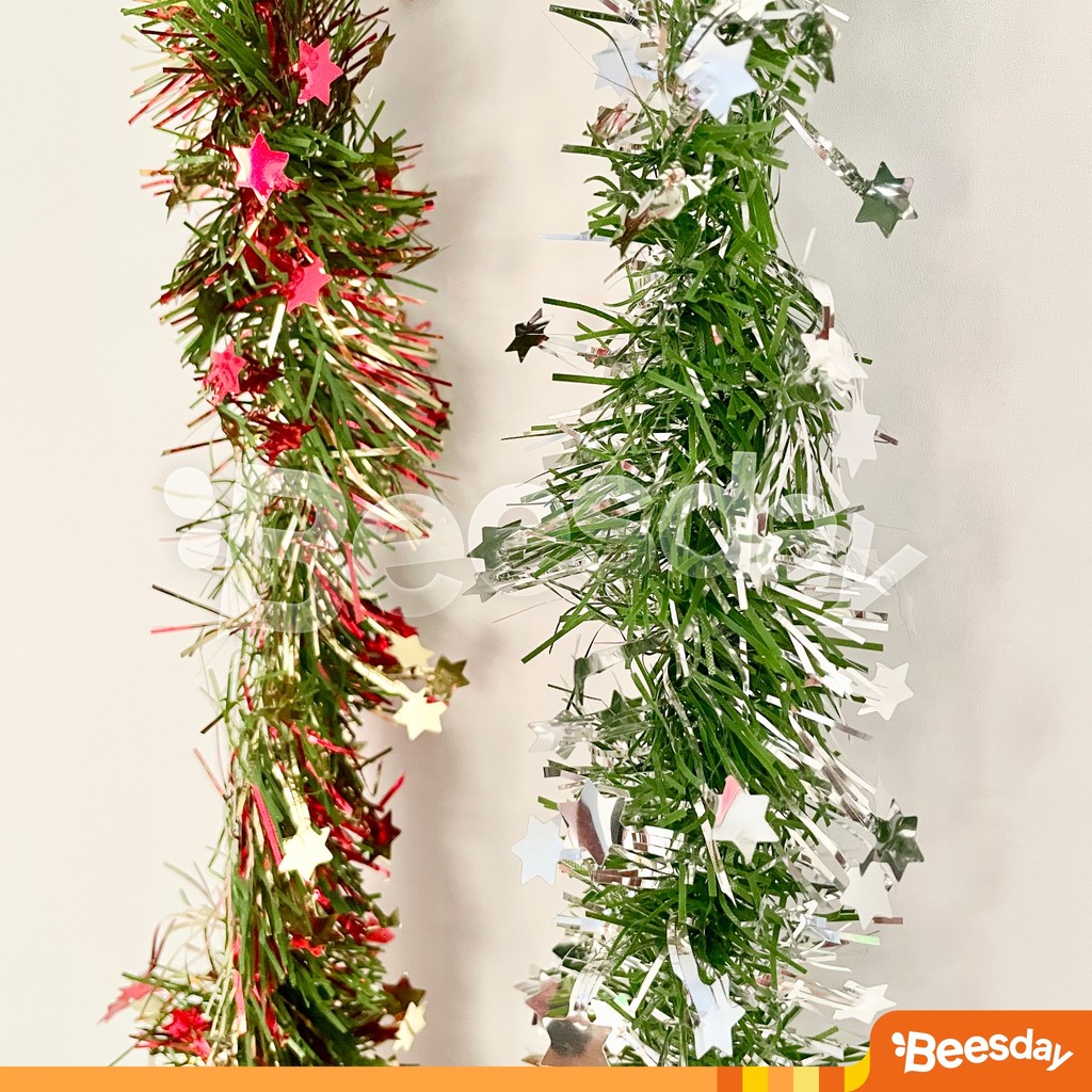7cm Shiny Little Star Christmas Slinger | 2 Meter Christmas Tree ...