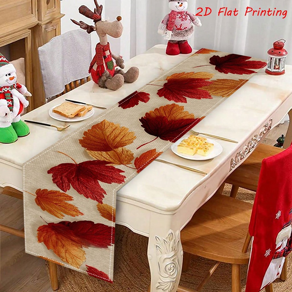 Red Maple Leaves Autumn Colors Style Table Runner for Dining Table Anti ...