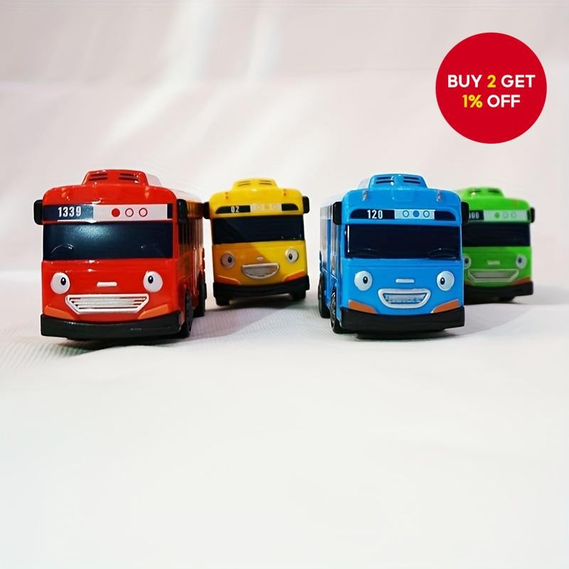 New 4-piece set Min Tayo Mini Bus Plastic Pull-Back Cars in Blue Tayo ...