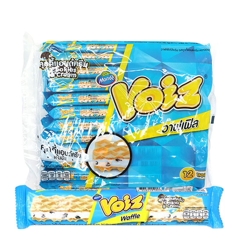Voice Waffle Crunch Cookie & Cream Flavor 19 g. 12 Pieces (VOIZ Cookies ...