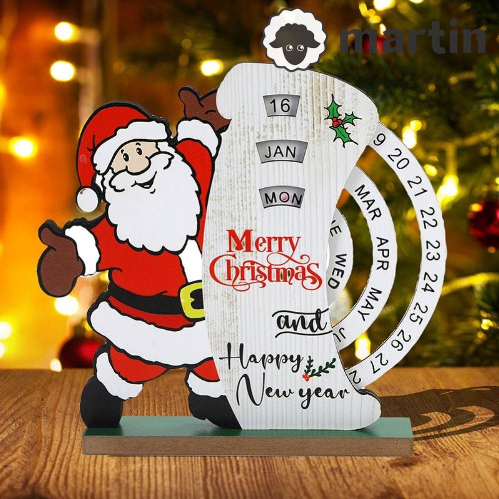 MARTIN Christmas Countdown Calendar, Cartoon Wooden Xmas Calendar ...