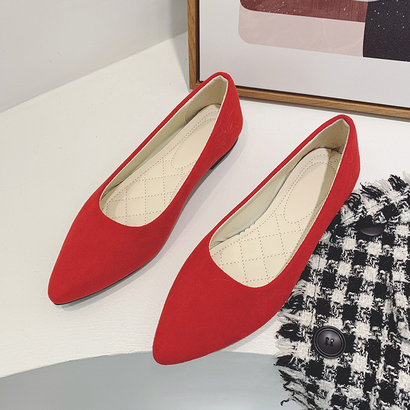 Spring Summer 2025 Women's Flat Pointed Toe Velour Shoes - Single Layer ...