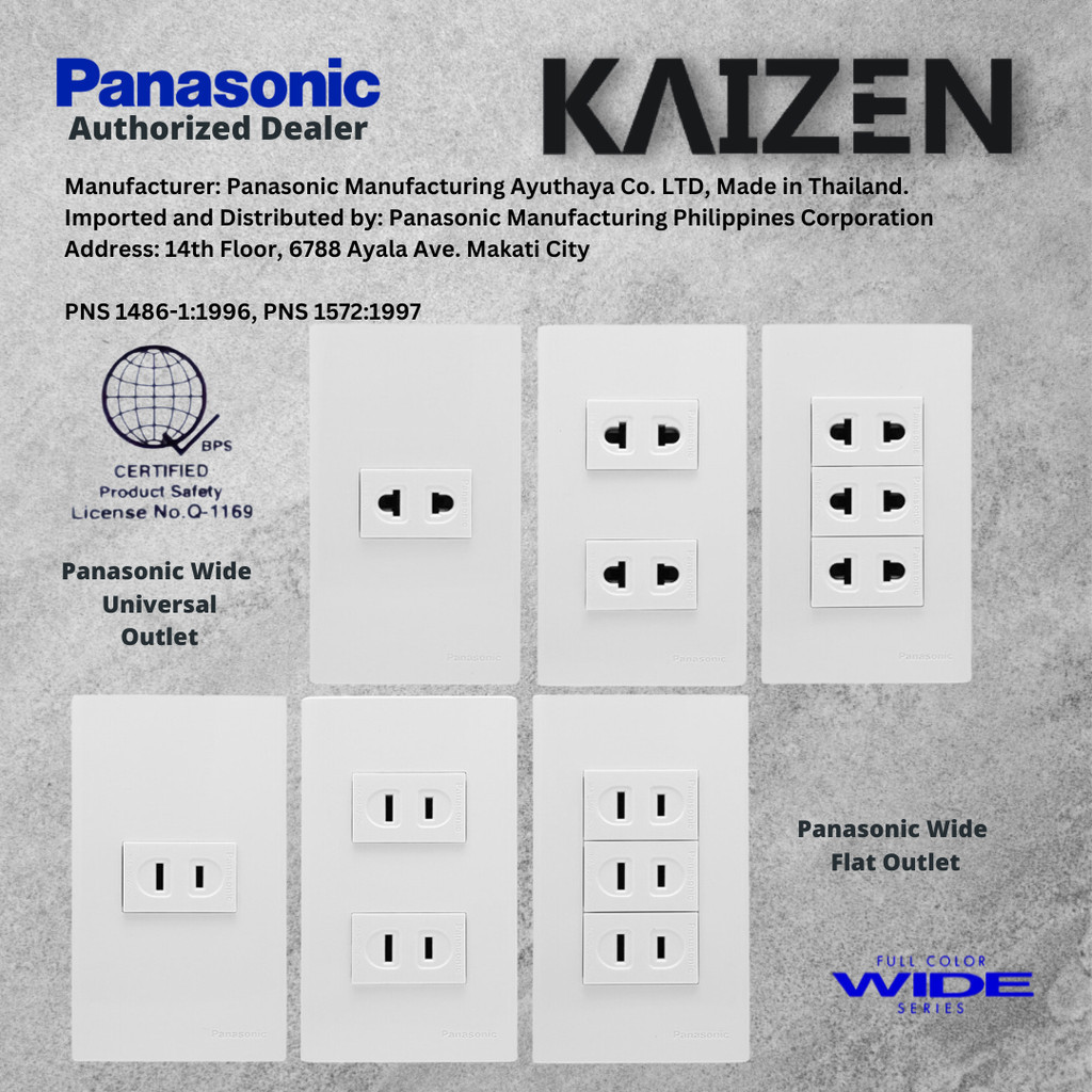 Authentic Panasonic Wide Series Universal / Flat Outlets 1 Gang 2 Gang ...