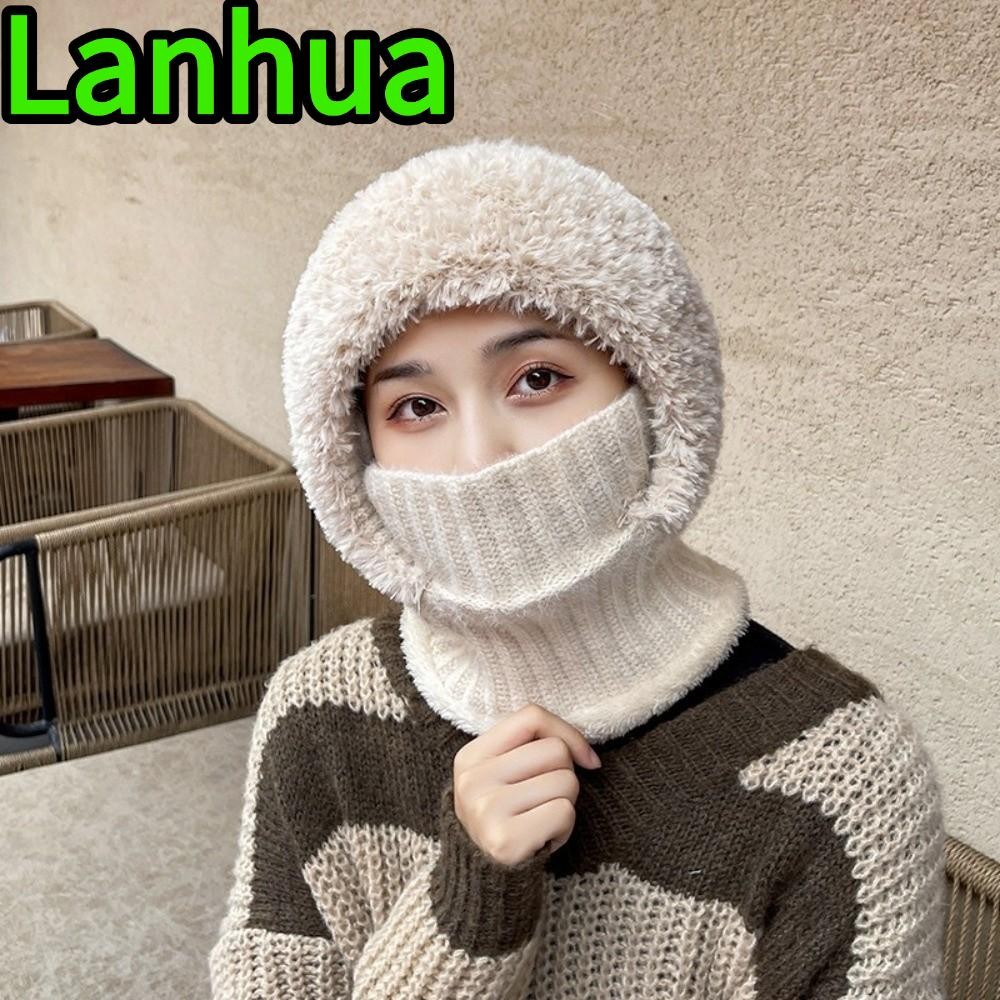 LANHUA Scarf Integrated Hat, Coldproof Warm Pullover Cap, Pompom ...