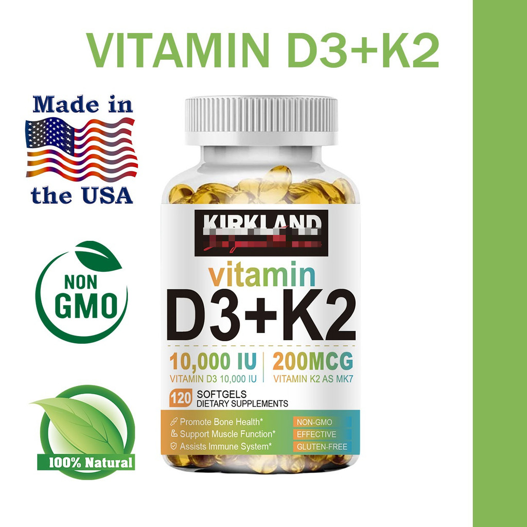 K-I-R-K Vitamin D3 + K2 Capsules for Bone, Joint & Muscle Support ...