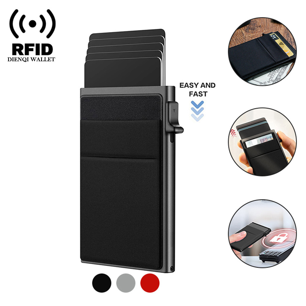 RFID Minimalist Men's Wallet - Automatic Pop-Up Card Slot, Money Clip ...