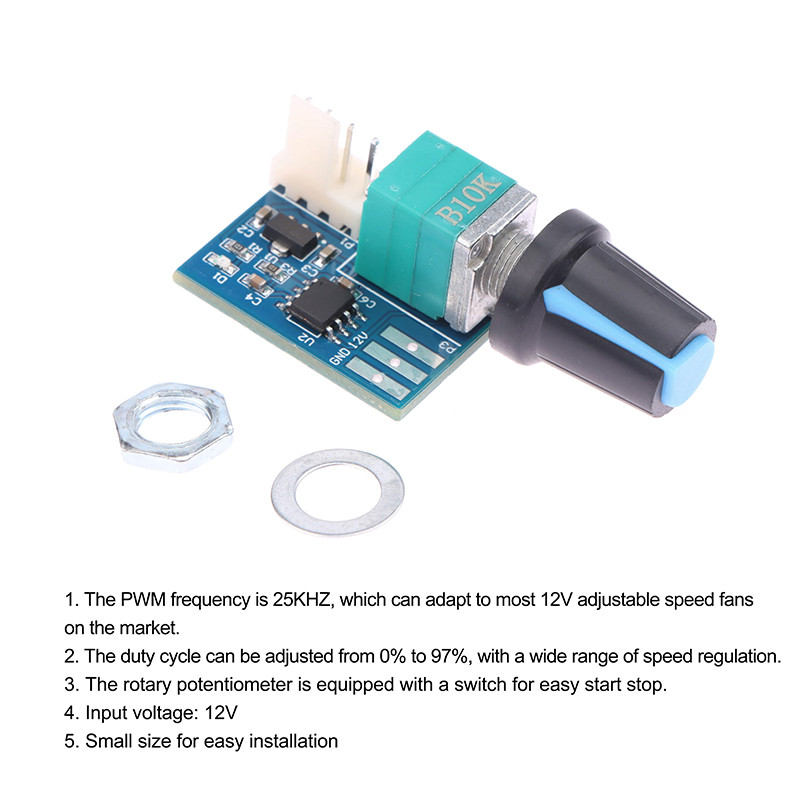[luy] DC 12V Single Channel Fan Speed Controller PWM Speed Controller ...