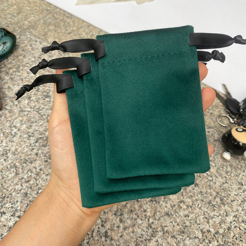 [95% Praise Rate] Dark Green Velvet Drawstring Bag Drawstring Bag ...