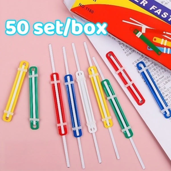 50 Set/Box Plastic Binder Paper Folder Documents Fastener 7cm Coloured ...