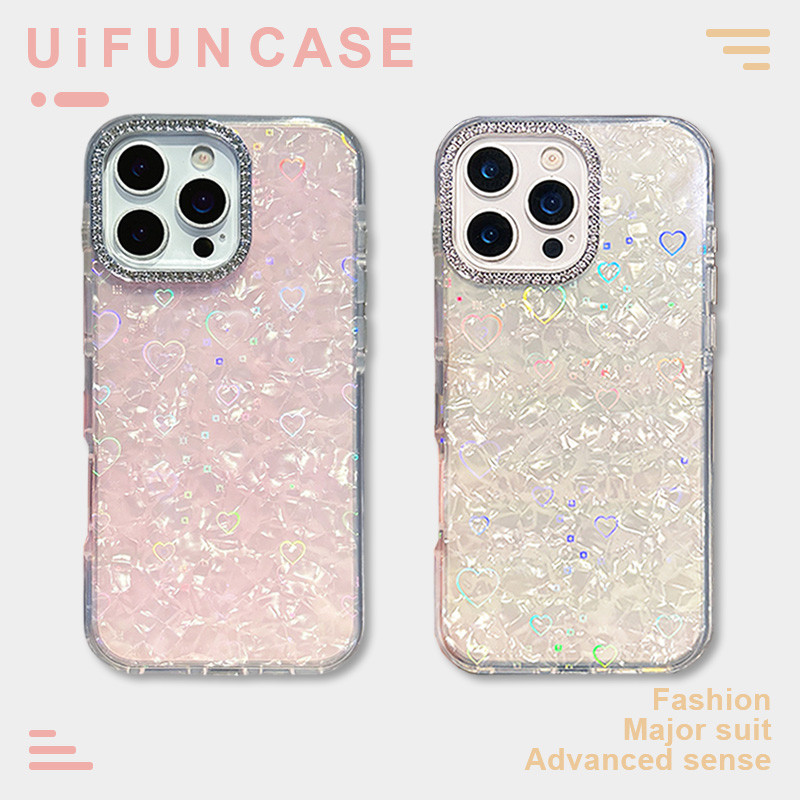 Luxury Laser Love Heart Conch Shell Phone Case Compatible for iPhone 17 ...
