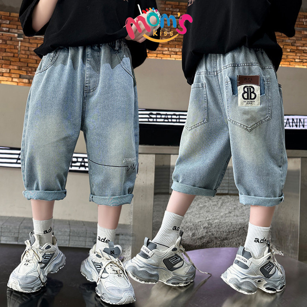 Maong Short Jorts for Kids Boys Christmas Party Outfit Middle Denim ...
